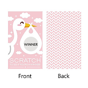 JIRIM-BEUTY Baby Shower Scratch Off Games - Pink Stork Lottery Ticket Raffle Card Game - Baby Shower Game - Party Activities - Girl Baby Shower - Pink Shower - Set of 50 - （JRM180）
