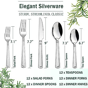 HaWare 60-Piece Heavy Duty Silverware Set, Stainless Steel Flatware Cutlery Set for 12, Fancy Tableware Eating Utensils for Home, Hotel, Restaurant, Include Dinner Knives Forks Spoons, Dishwasher Safe