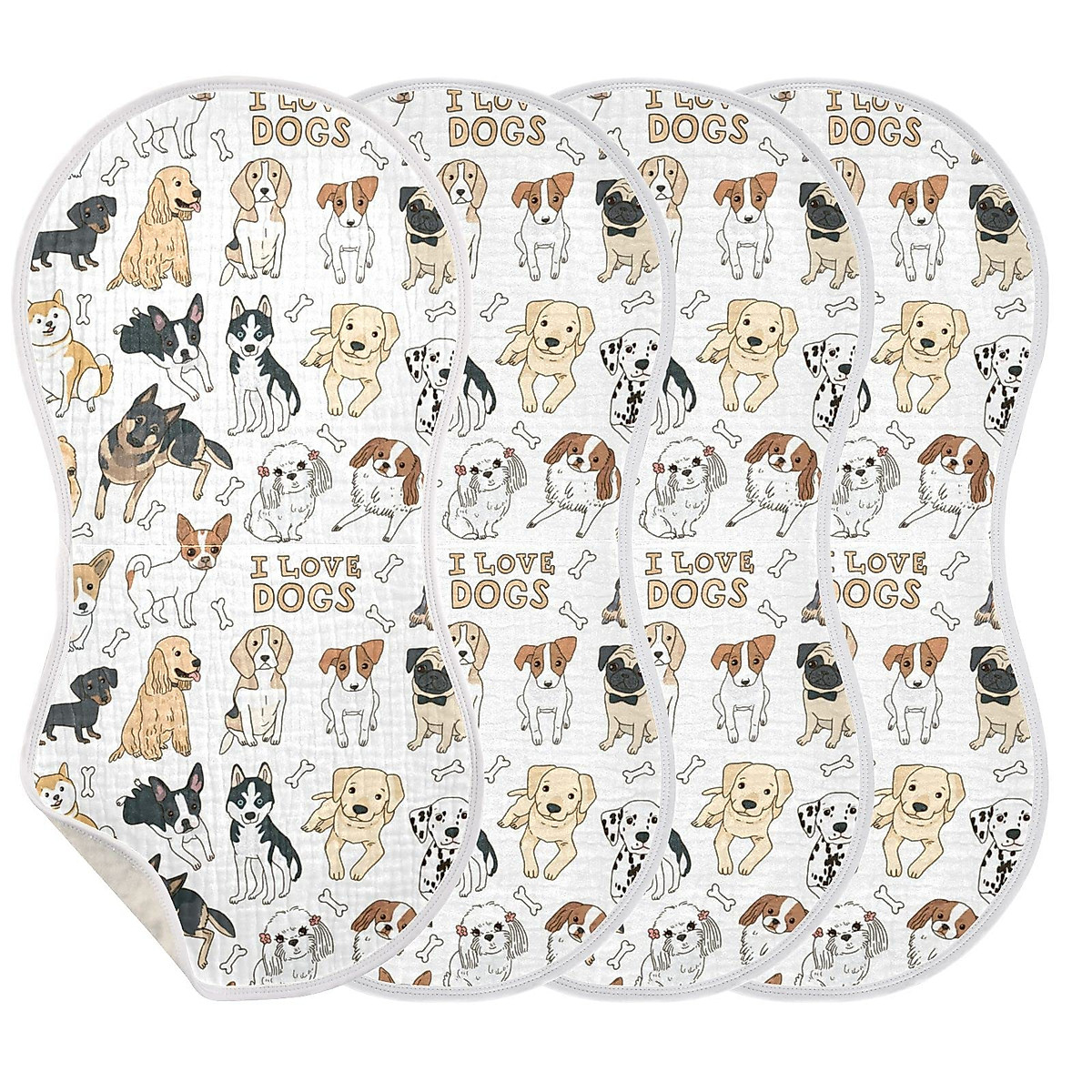 Kigai Cute Puppy Muslin Baby Burp Cloth, Super Soft Absorbent Cotton Burp Rag Baby Bibs Washcloth Face Towel for Newborn Boys Girls Registry Gift, 2 Packs