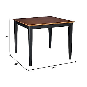 International Concepts Solid Wood Dining Table in Black/Cherry, 36"W x 36"D x 30"H,
