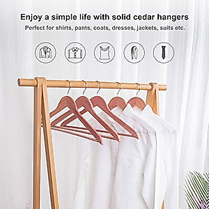 American Red Cedar Hangers 30 Pack, Wooden Suit Hangers with 360° Swivel Hook, Smooth Surface Slim Cedar Wood Coat Hangers, Great for Refresh Closet