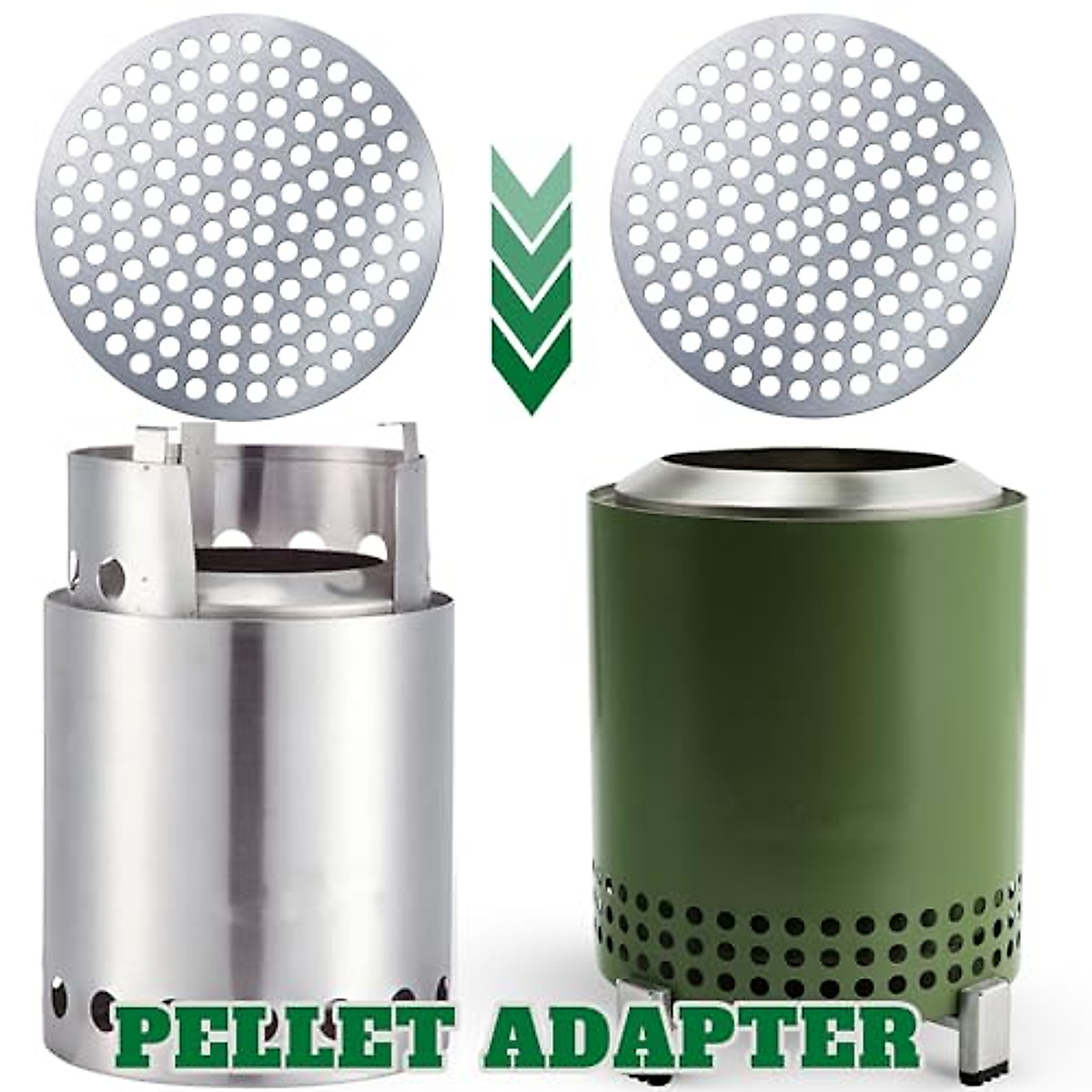 CAMP FANSIPAN Pellet Adapter for Solo Stove Mesa, Mesa XL, Campfire, Titan, Lite Fire Pit.Dual Fuel Wood, Pellet.Prevents Pellets Falling, Increase Burn Time.Stainless Steel.Thickness 2mm