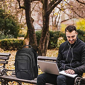 Laptop Backpack Waterproof Leather Backpacks with USB port fit 15.6" Laptops for Men and Women Travel Daypack Backpack Black (Shcool Backpack)