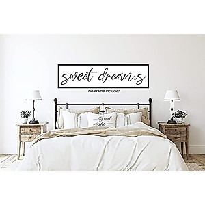 Sweet Dreams Wall Decor Above Bed Canvas Wall Art Sweet Dreams Sign Master Bedroom Wall Decor for Farmhouse over the Bed Wall Decor 16x64 Inch Unframed