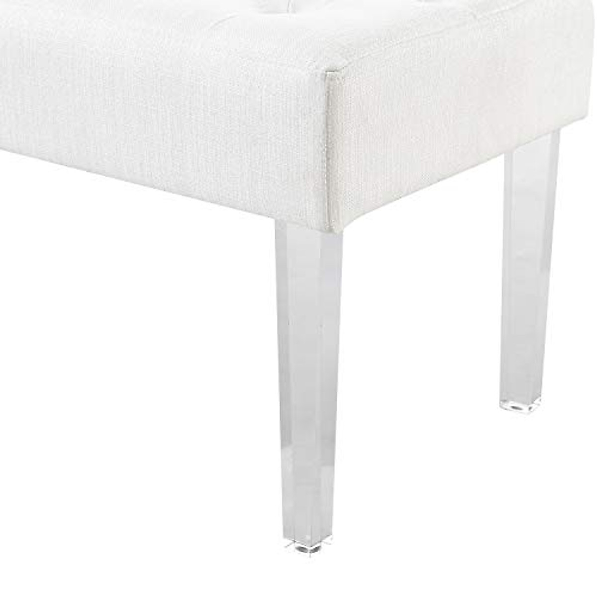 Linon Ella Glitz Acrylic Leg Bench, 35"Wx17"Dx18"H, White