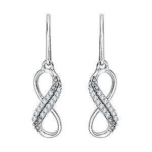 Diamond Infinity Dangle Earrings in Sterling Silver (1/10 cttw, J-K, SI2-I1)
