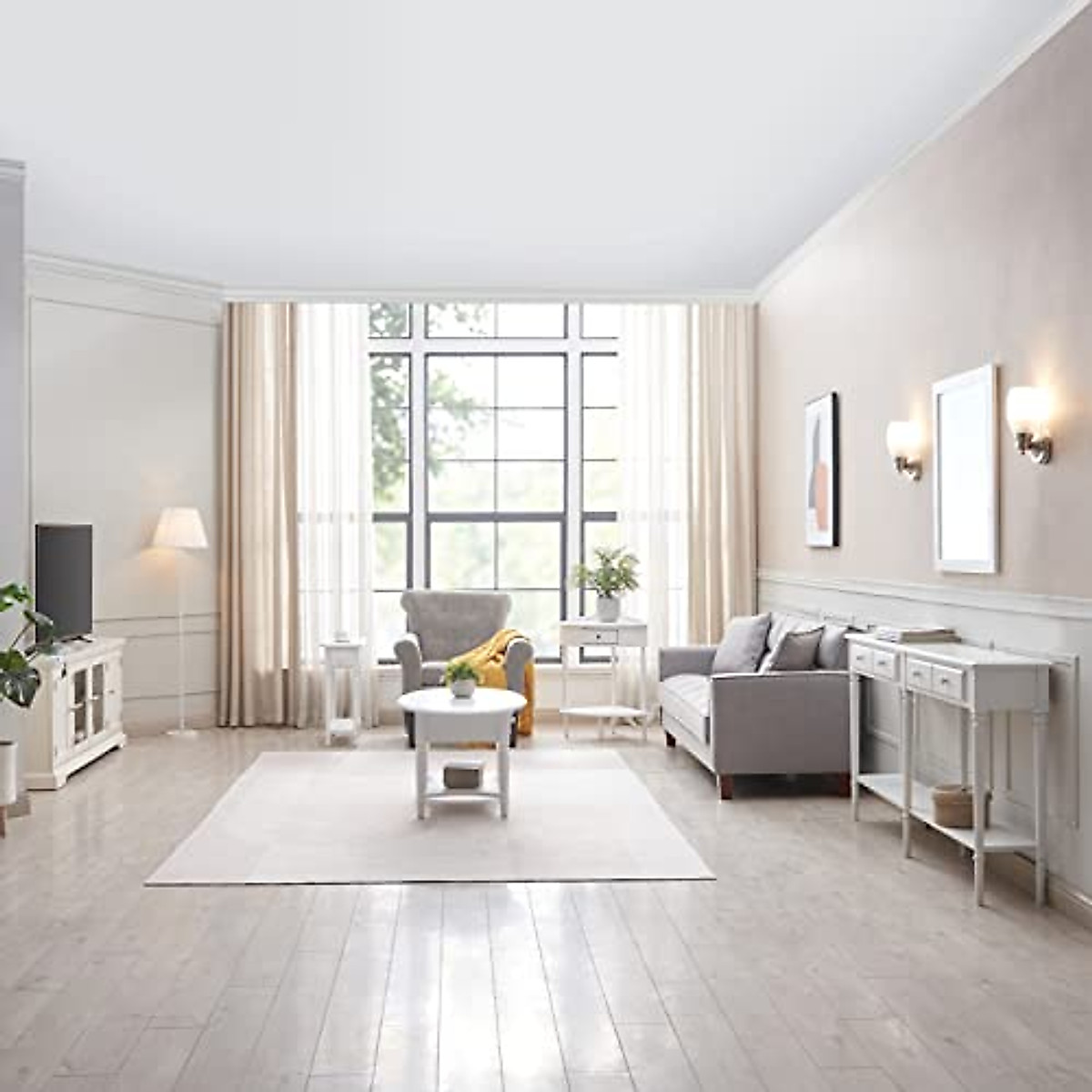 Leick Home Mateo Solid Wood Corner TV Stand for TVs up to 65", 4 Door Entertainment Center, White, Living Room Storage, 85386