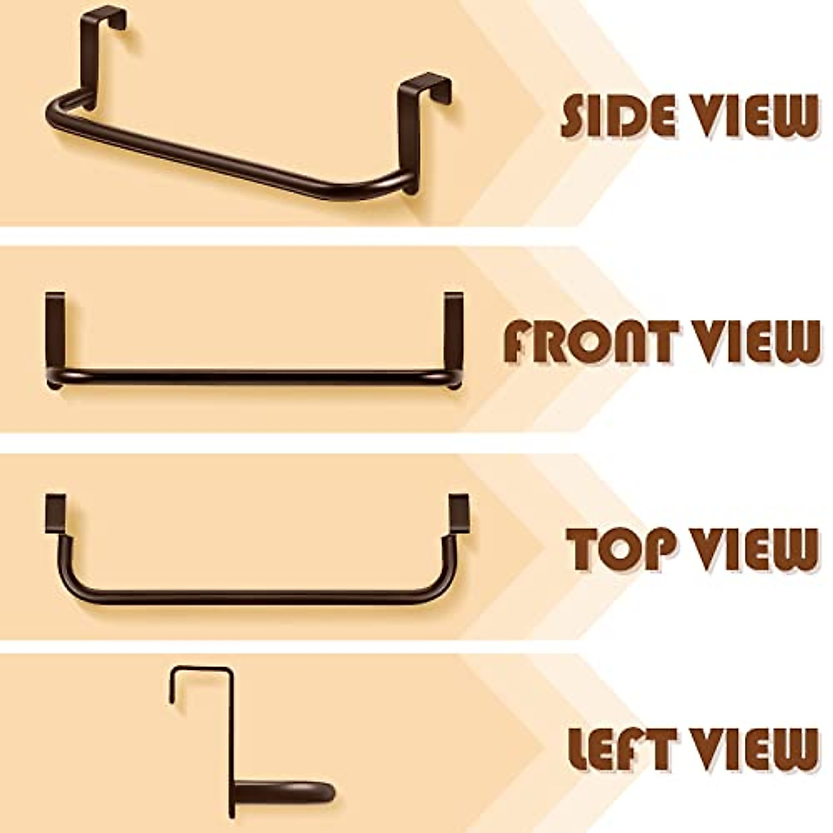 2 Pieces Metal Towel Bar Kitchen Cabinet Towel Rack Strong Steel Towel Bar Rack for Hanging on Inside or Outside of Doors, Home Kitchen Bathroom, Hand Towels, Dish Towels and Tea Towels (Bronze)