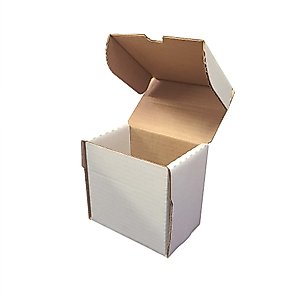 BCW Semi Rigid #1 Card Holder Storage Box - 5 Inches | Holds 130 Semi-Rigid Card Holders | Vertical Trading Card Storage Box for Baseball, Pokemon, Sports Cards | Durable White Corrugated Cardboard