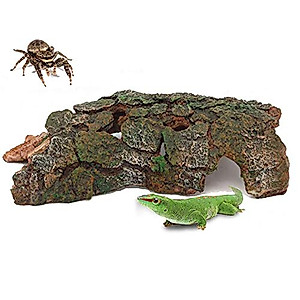 Reptile Habitat Decor Hideouts Critter Cavern Bark Bends Resin Ornament Hiding Place for Leopard Gecko Cichlids Spiders Lizards Snakes