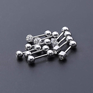 5 Pairs Ball Stud Earrings Stainless Steel 18G Barbell Gartilage Earrings Helix Earrings 4mm CZ Ear Piercing Set (Silver)