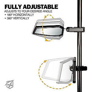 Xprite UTV Side Mirrors fits 1.75"-2 Inch Roll Bar Cage, Heavy-Duty Aluminum Rear View Mirror Adjustable Bracket for Off-Road, Side by Side, Polaris RZR XP Turbo, Can-Am Maverick X3 (Arrow Pattern)