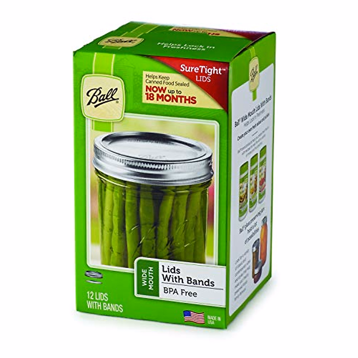 Ball Jars Wide Mouth Lids & Bands, 12 Lids and Bands
