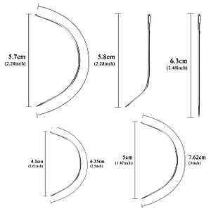 Ryalan Weaving Needle Combo Deal Black Thread with 10pcs Needle for Making Wig Sewing Hair Weft Hair Weave Extension, Big Medium and Small C J Shape Curved Needle I Needle (3 Thread Black + 10 Needle)