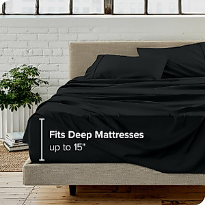 Bare Home Full Sheet Set - Luxury 1800 Ultra-Soft Microfiber Full Bed Sheets - Double Brushed - Deep Pockets - Easy Fit - 4 Piece Set - Bedding Sheets & Pillowcases (Full, Black)