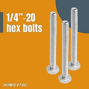 POWERTEC 71070 T Track Knob Kit w/ 5 Star Knob, 1/4-20 Threaded Bolts and Washers, 12 Piece Set, T Track Bolts, T Track Accessories for Woodworking Jigs and Fixtures