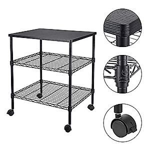 NALLBEIRRAA 3 Tier Adjustable Storage Shelf Metal Storage Rack Wire Shelving Unit Storage Shelves for Pantry Closet Kitchen Laundry Bathroom (Black4-3-Tier)