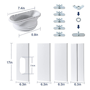 Portable Air Conditioner Window Vent Kit with 5.9” Exhaust Hose & Coupler, Upgraded Seamless AC Vent Kit, Adjustable Universal Window Seal Plates Kit for Sliding Window