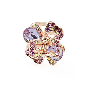 Yeshan Rhinestone and Crystal Metal Jaw Claw Hair Clip,Small Butterfly Design Barrettes for Women,pack of 6.