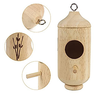 Hummingbird House for Outside Hanging for Nesting,Wooden Humming Bird Nest 3 Pcs with Hemp Ropes (Type B)