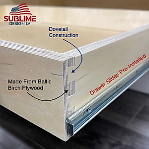 Sublime Design 19" Wide - Printer Pull Out Tray | Slide Out Shelves | Baltic Birch Wood Drawer for Cabinet Storage (Pull Out 32)