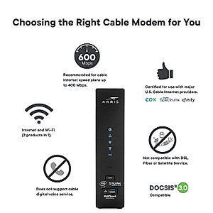 ARRIS Surfboard SBG7600AC2-RB DOCSIS 3.0 Cable Modem & AC2350 Wi-Fi Router , Approved for Comcast Xfinity, Cox, Charter Spectrum & more , Four 1 Gbps Ports , 800 Mbps Max Internet Speeds,- REFURBISHED
