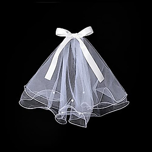 Gigicloud Dog Veil Dress Bride Costume Pet Wedding Veil with Clip Handmade Dog Hair Bow Veil Headwear Dog Hair Accessories for Valentines Day Wedding Party Decoration One Size