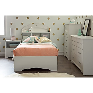 South Shore Tiara 6-Drawer Double Dresser, Pure White with Jewel-Like Handles