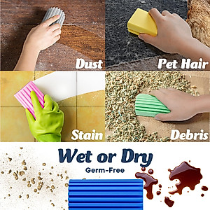 DOCHARD Damp Cleaning Sponge Duster, 4-Pack Squishy Wet Reusable Non Scratch Sponges kitchen, Super Absorbent Sponge with Ridges for Household or Car - Grey