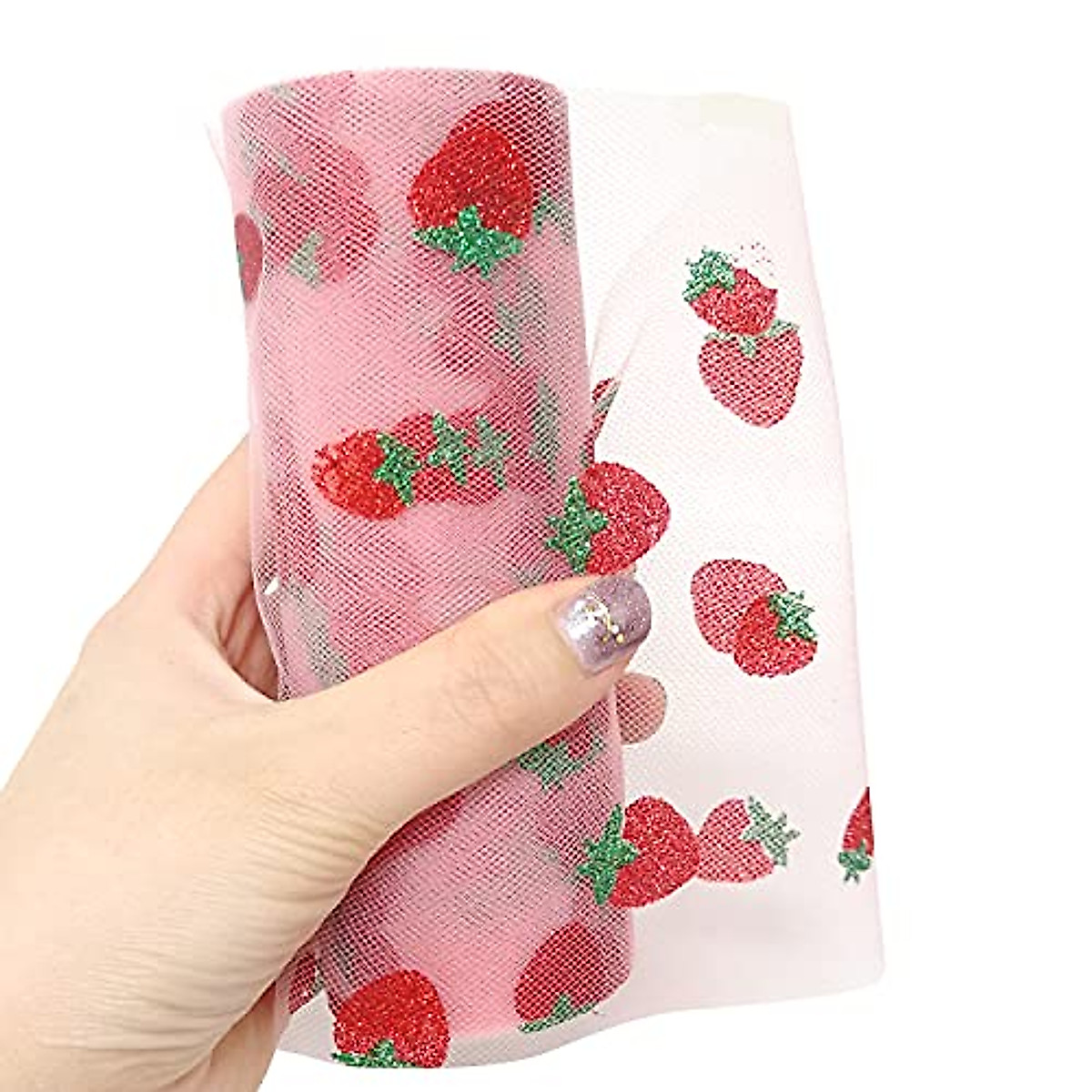 Honbay 6 inch x 10 Yards (30 feet) Shiny Strawberry Tulle Rolls for DIY Crafts, Wedding, Baby Shower, Birthday Party Decoration (Pink)
