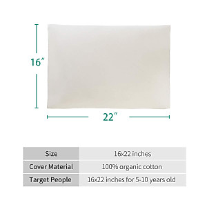 Lofe Organic Cotton Pillow Case - One Pack 16"x 22" Kids Pillow Cover - 300 TC Thread Count - Soft, Safe and Hypoallergenic - Off White