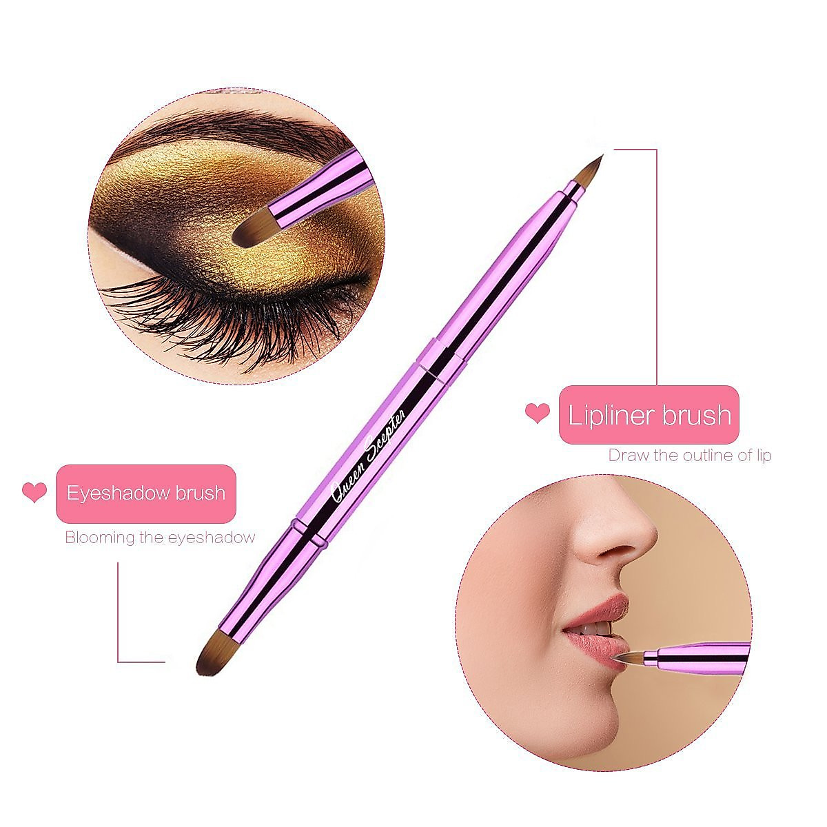 2 Pieces Retractable Eyebrow Lip Brush Soft Eyelash Makeup Brush Set With Cap Concealer Eyeliner Travel Cosmetic Brushes