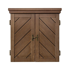 American Legend Charleston Solid Wood Bristle Dartboard Cabinet Set - Includes 18” dartboard and 6 steel tip darts