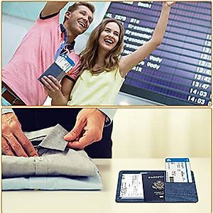 Fintie Passport and Vaccine Card Holder Combo, Cover Case with CDC Vaccination Card Slot, PU Leather Passport Cover Case for Women Men (Denim Indigo)