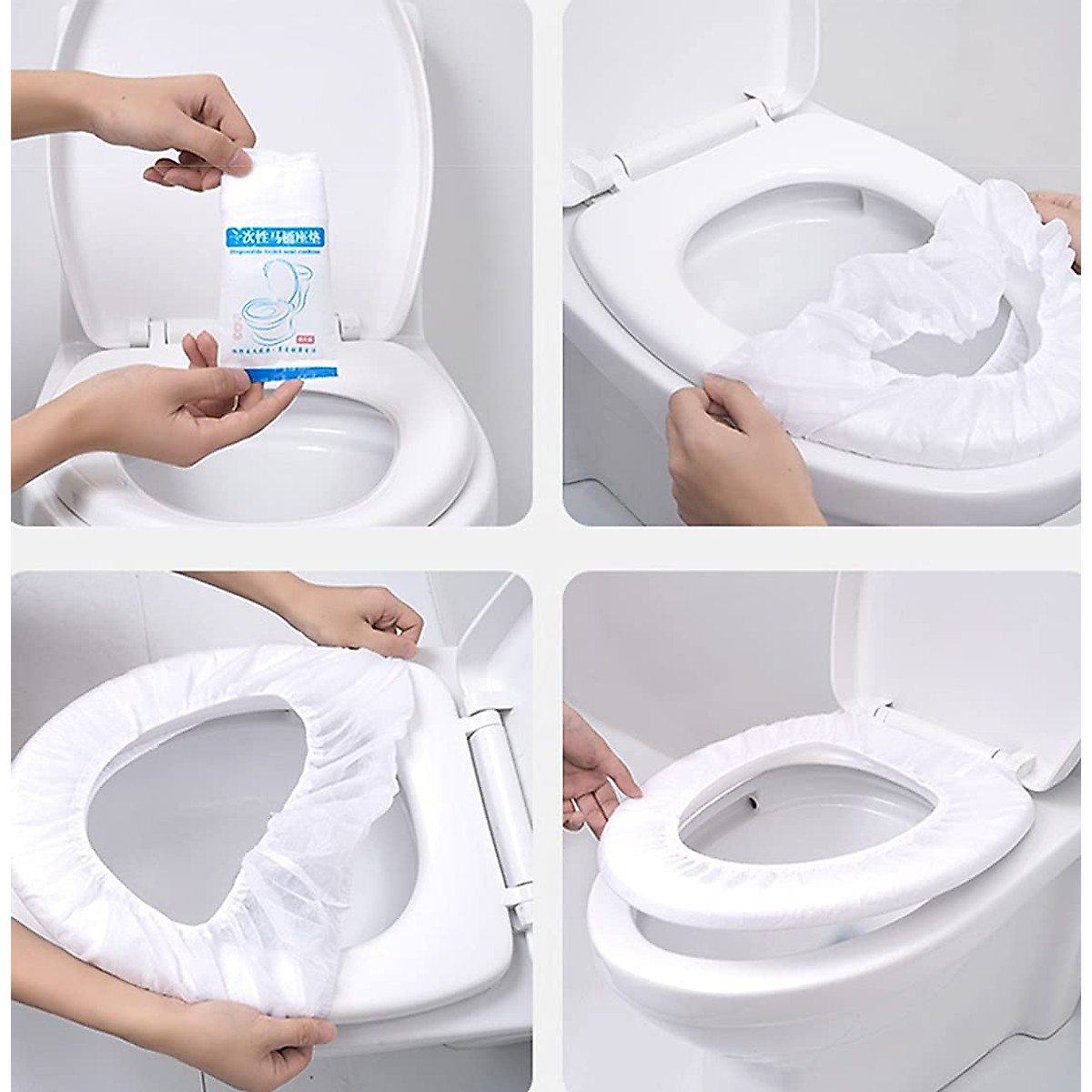RRMMAN 20 Pack Toilet Seat Cover Plastic Waterproof Potty Seat Covers Non Slip Individually Wrapped for Kids Travel Potty Training Nonslip Toilet Covers Disposable for Travel and Public Restrooms…