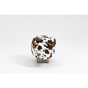 Home 2 Office Cow Ottoman for Kids' Bedroom, Playroom, Nursery, and Living Room, Animal Ottoman with Storage, Footstool for Kids, Brown Cow Print