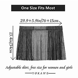 Yokawe Crystal Tassel Skirts Rhinestone Body Chains Sexy Belly Dance Skirt Summer Beach Hip Waist Chain Belt Nightclub Rave Party Jewelry Accessories for Women (Black)