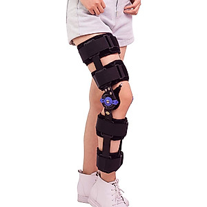 Hinged Knee Brace ROM Knee Brace For Arthritis Joint Pain Meniscus Tear For Knee Injury Recovery Relieve Knee Burden Length Angle Adjustment Carbon Fiber Material Adjustable Knee Immobilizer