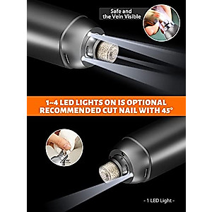 Toozey Dog Nail Grinder with 4 LED Lights, Professional 3-Speed Powerful Electric Dog Nail Trimmer with 2 Grinding Wheels, Dog Nail File Painless Paws Grooming for Small Medium Large Dogs & Cats