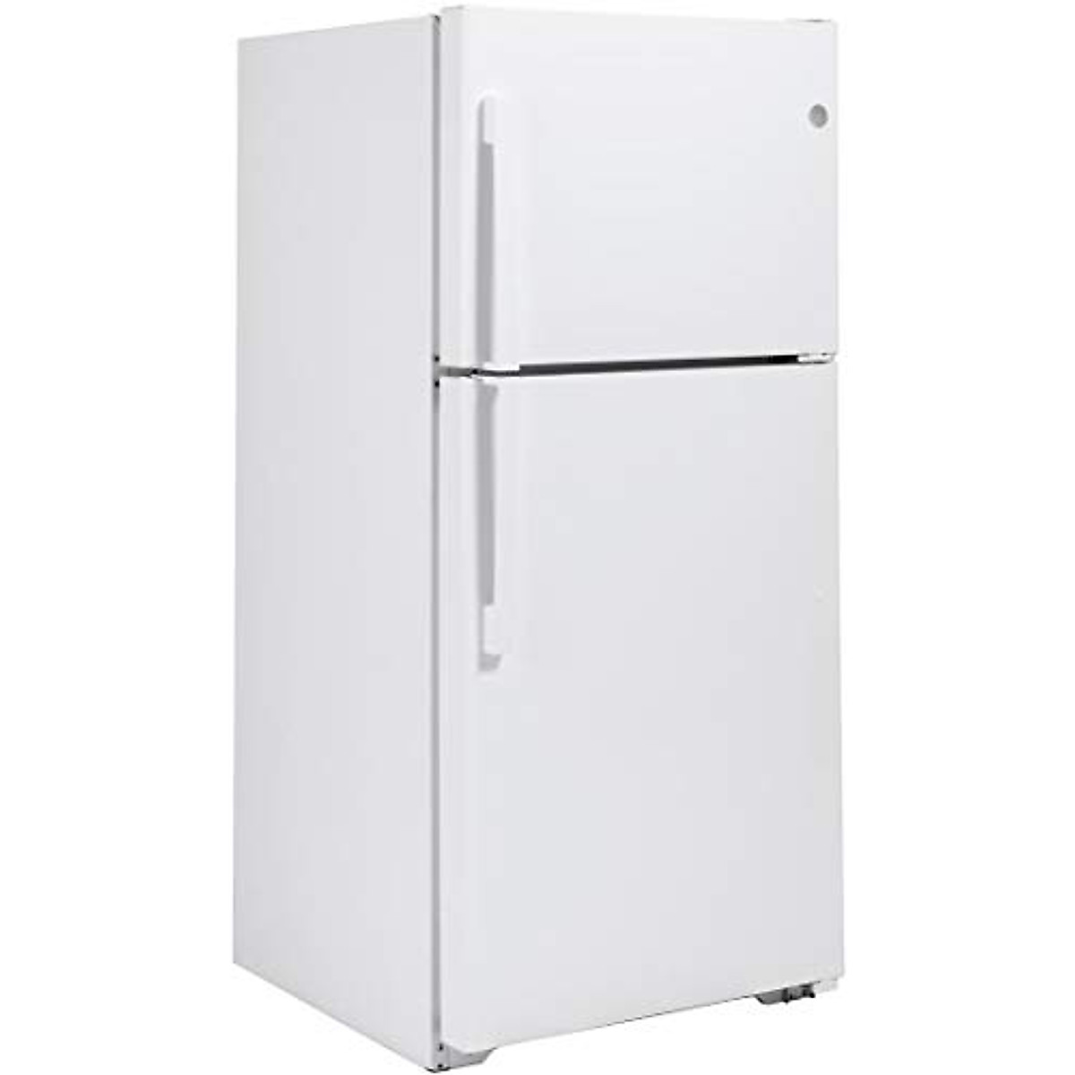 GE 30 Inch Freestanding Top Freezer Refrigerator with 19.11 cu. ft. Total Capacity, 2 Glass Shelves, 5.6 cu. ft. Freezer Capacity, Right Hinge, Crisper Drawer, Frost Free Defrost (White)