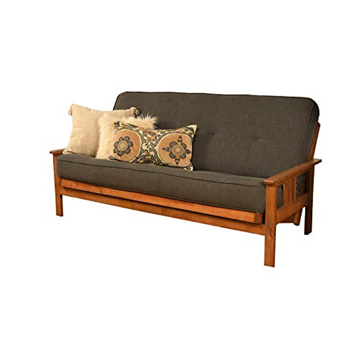 Kodiak Furniture Monterey Futon Set with Barbados Finish, Full, Linen Charcoal