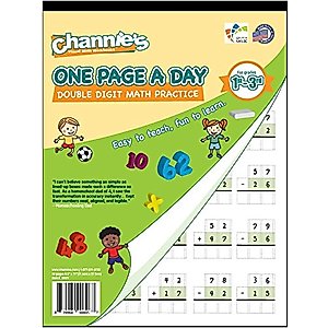 Channie's One Page A Day Double Digit Math Problem Workbook for 1st Graders, 2nd Graders, and 3rd Grade Simply Tear Off On Page a Day For Math Repetition Exercise! Addition and Subtraction Workbook