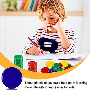 Coopay 1 1/2 Inches Plastic Poker Chips Learning Counters Disks Bingo Chip Counting Discs Markers for Math Practice and Poker Card Game Tokens, Teaching Rewards, 200 Pieces (Red, Green, Blue, Yellow)