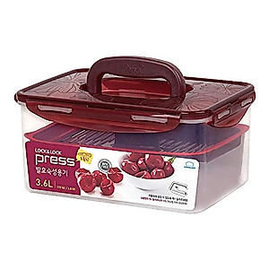 Lock & Lock BPA Free Rectangular Pickle Kimchi Press Ferment Storage Container (3.6L)