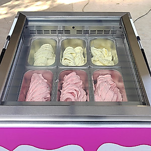 Kolice Commercial Tabletop Ice Cream Showcase Freezer, Countertop Ice Cream Display Freezer, Desktop Ice Cream Showcase with 9 Drums/6 Pans
