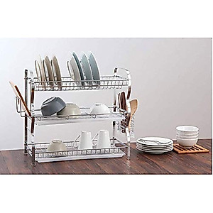 SDGH Dish Rack - Three-Tier Kitchen Cutlery Dish Drain Storage Rack 54.00 * 26.4 * 48.3 Cm