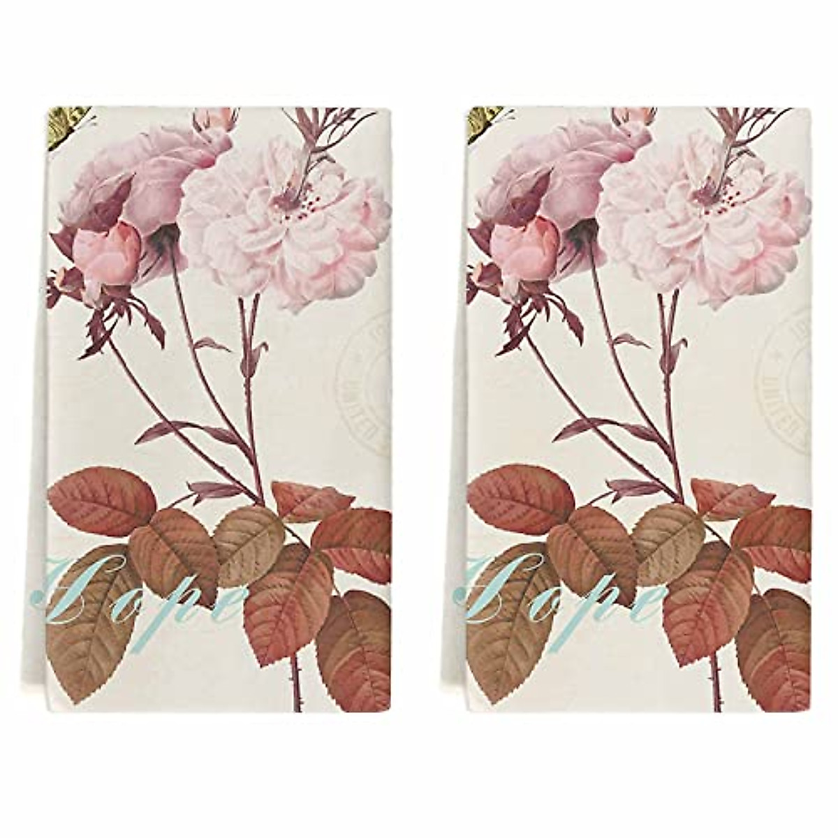 Big buy store Kitchen Towels Set of 2 Floral with Leaves Dish Towels and Dishcloths Sets Decorative Tea Towel Rustic Butterfly Absorbent Hand Towels for Kitchen Drying Bathroom Decor Gift 18x28 Inch