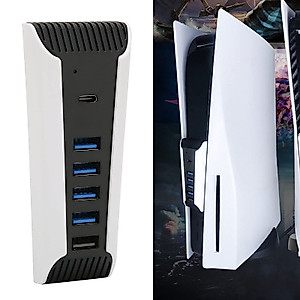 5 in 1 USB Hub High‑Speed Expansion Adapter with USB3.0 Type‑C Ports for Console,with Stable ,1 x USB + 1 x Type‑C (Male) to 5 x USB + 1 x Type‑C (Female)