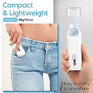 MMH 7in1 Airpod Pro Keyboard Earbud MacBook Cleaner Kit with Cleaning Pen Brush, Electronic Cleaning Kits Tools for Laptop iPad Phone iPod Tablet Computer PC TV Screen Blue(5ML Screen Cleaner Spray)