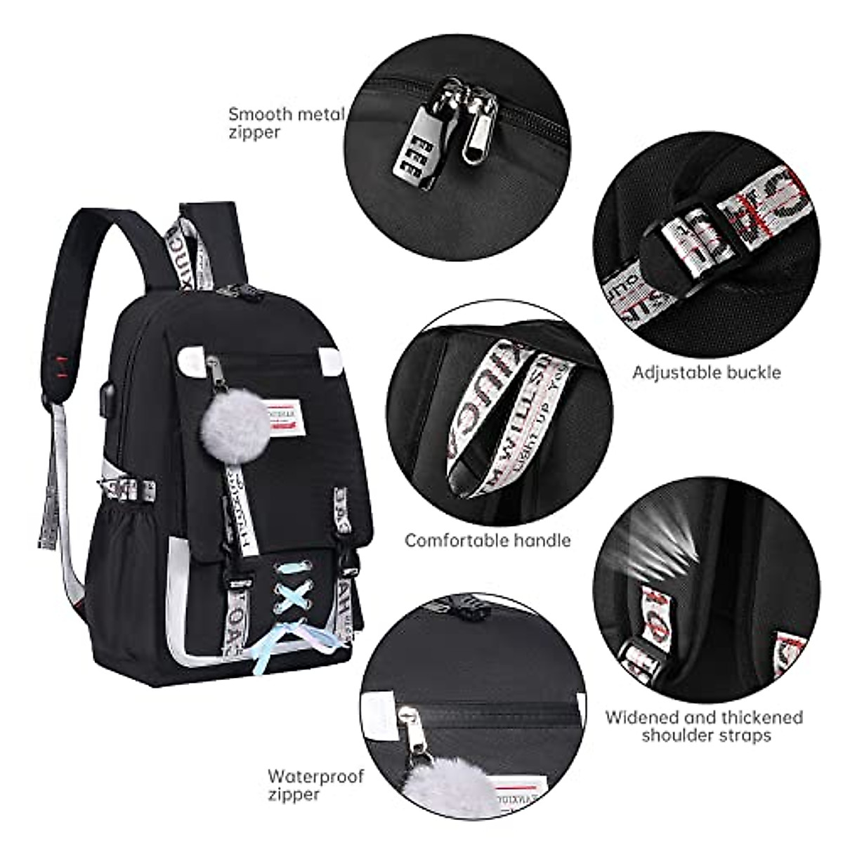 HANXIUCAO Kids Backpack Large Capacity Girls Backpack Teen Rucksack Female College Student Locked Schoolbag Anti-Theft Backpack with USB Charging Port (yellow)